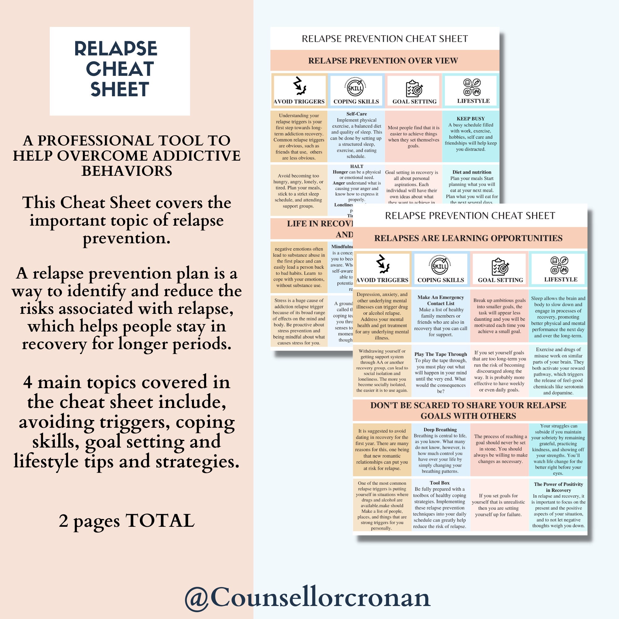 Relapse Prevention Cheat Sheet Sobriety Addiction Substance - Etsy UK