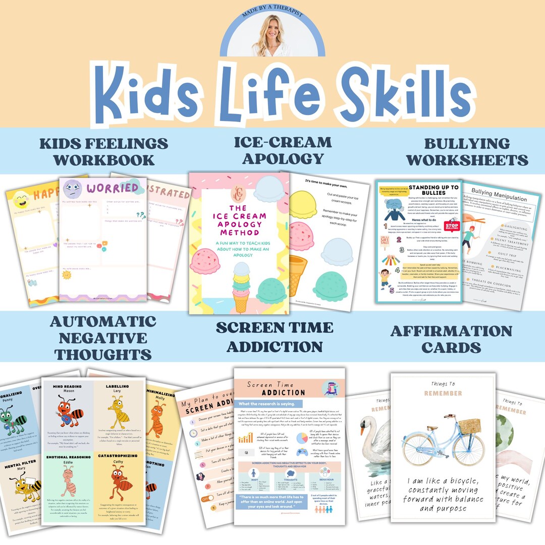 Kids Life Skills Bundle, Mindfulness Cards, Behavior Management ...