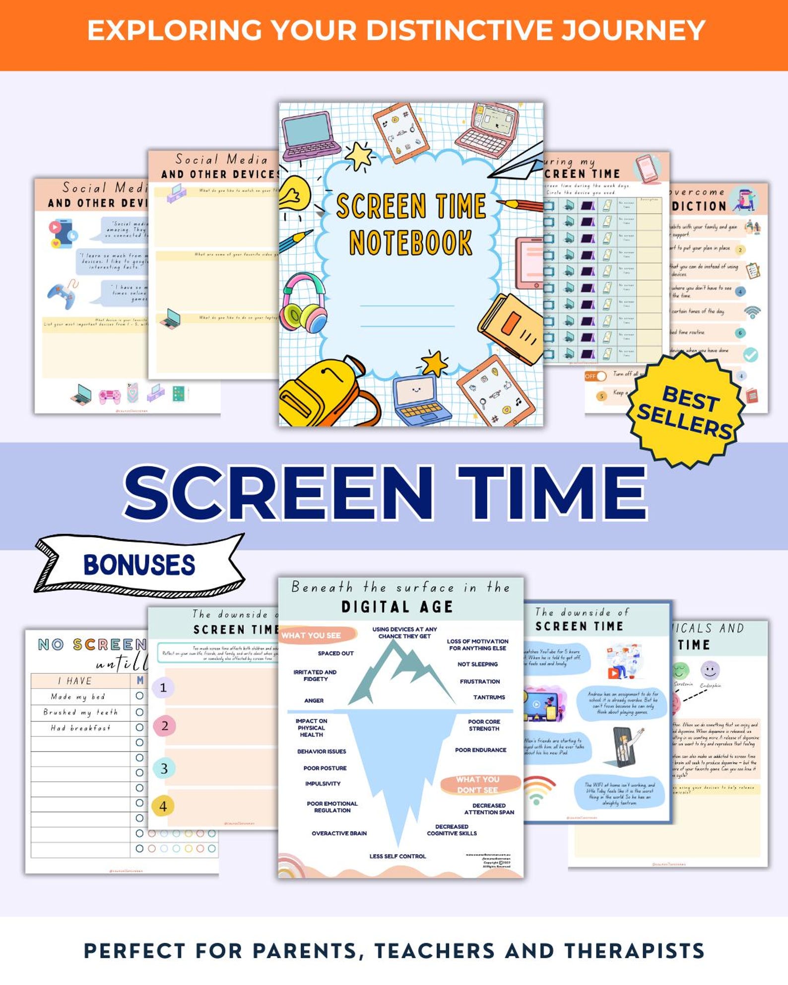 Screen Time Addiction Worksheets, Kids Therapy, Child Therapist ...