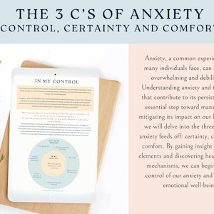 The 3 C's of Anxiety - Certainty, Comfort and Control Worksheets for ...