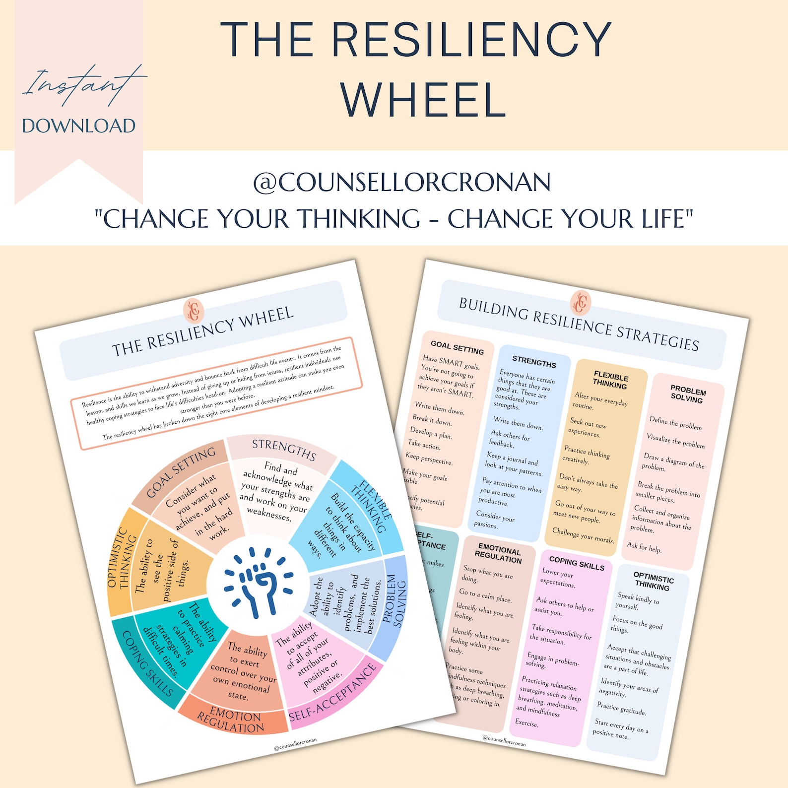 The Resiliency Wheel and Strategies Educational Handout. ADHD Coping ...