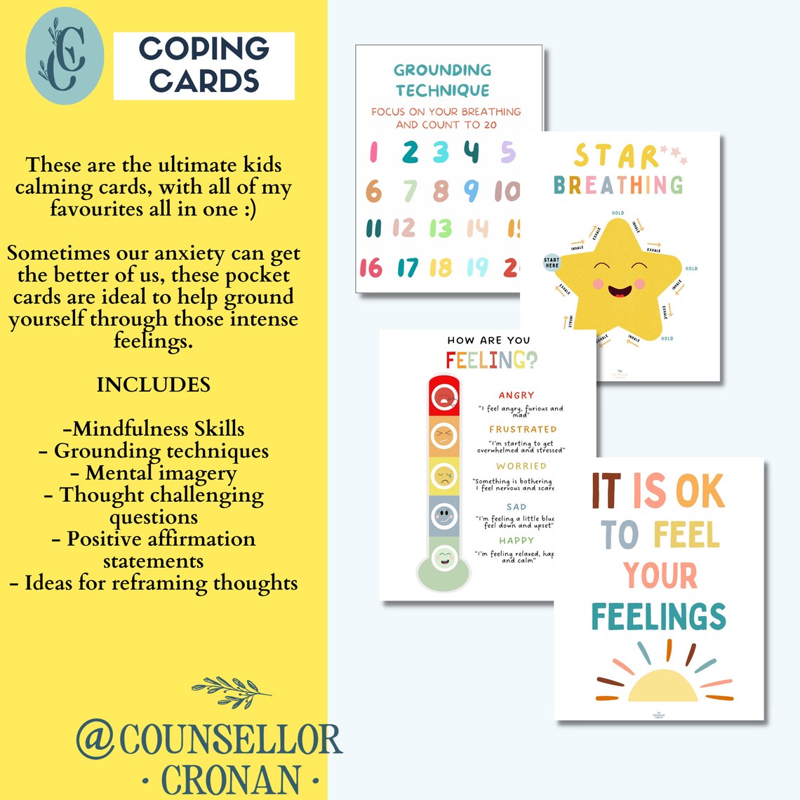 Kids Emotional Regulation Cards Mindfulness Cards Grounding - Etsy