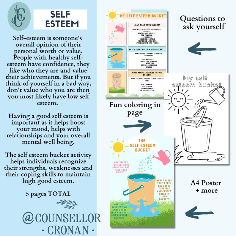 The Self Esteem Bucket Self Worth Self Love Confidence - Etsy UK