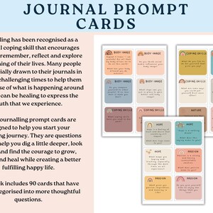 Journaling Prompt Cards, Affirmation Cards, Self Esteem Workbook ...