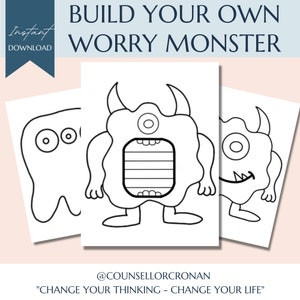 Worry Monster Anxiety Workbook for Kids CBT Worksheets - Etsy