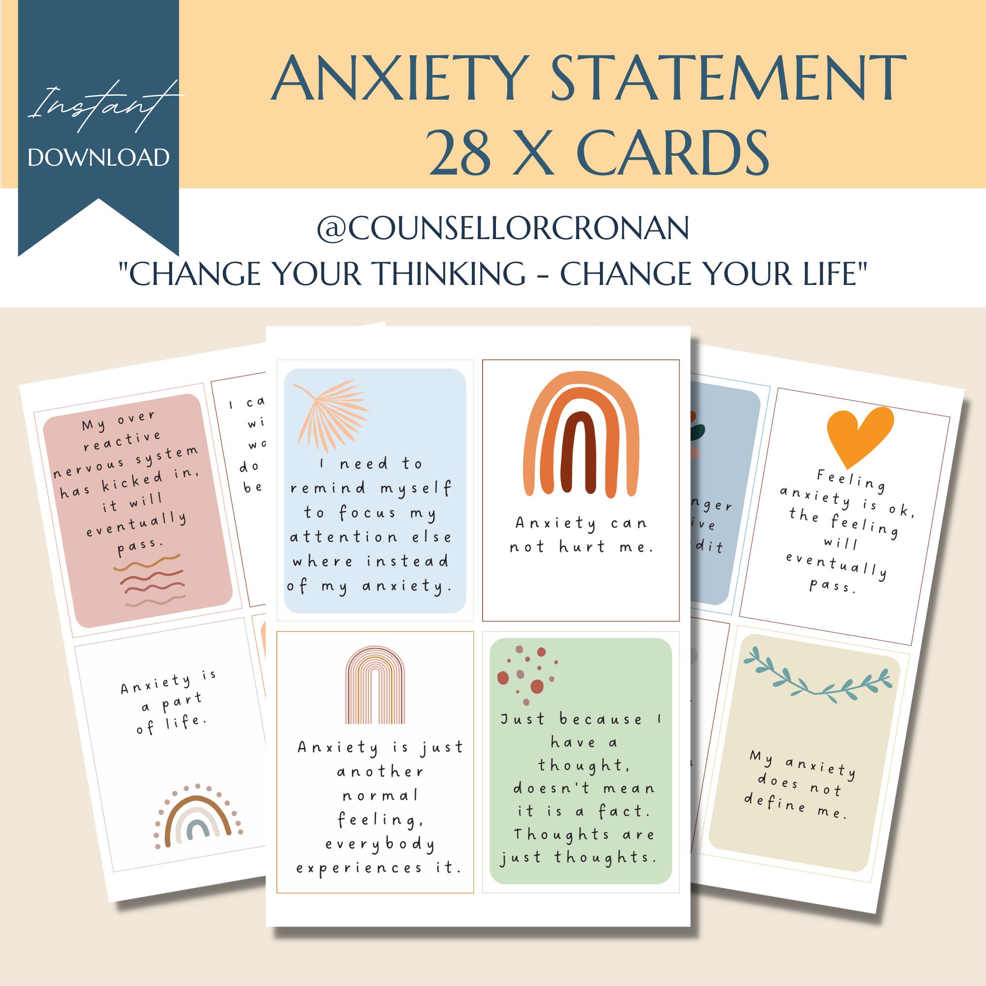 Anxiety Statement Flashcards Affirmation Cards Grounding - Etsy UK