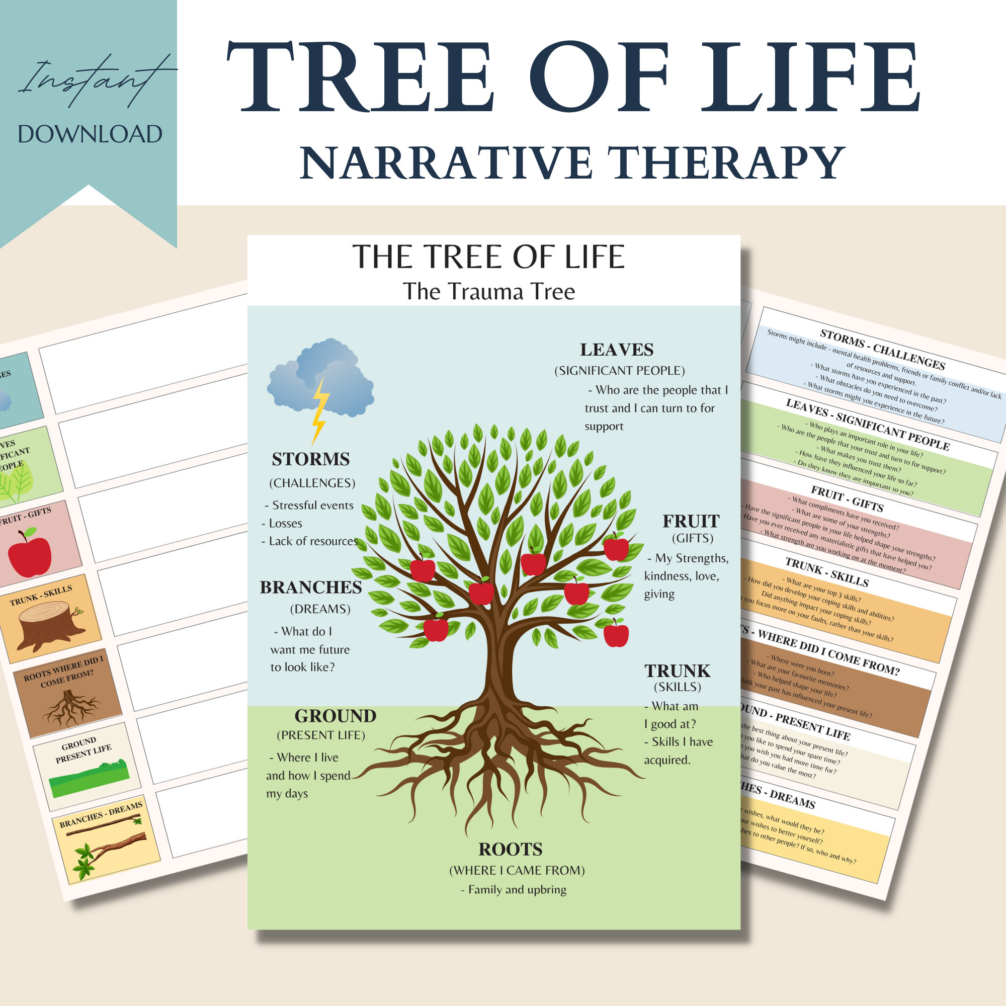 Tree of Life Worksheets Narrative Therapy Group Therapy - Etsy Canada