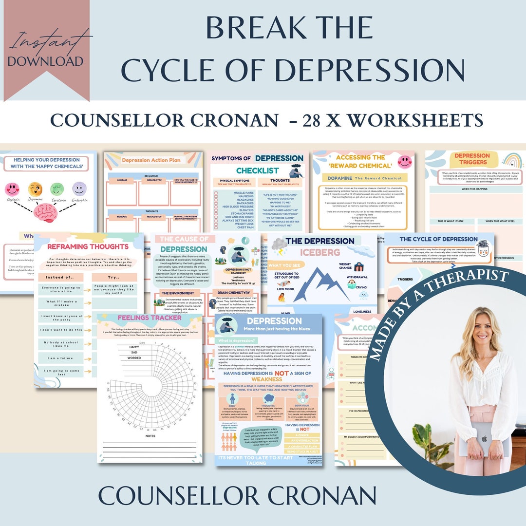 The Depression Spiral Worksheets, Therapy Worksheets, Positive Mindset ...