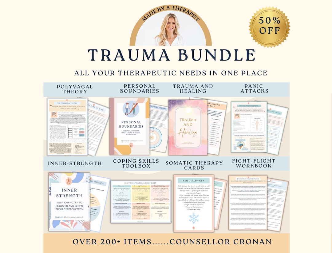 Trauma 50% off Therapy Bundle PTSD Worksheet BPD Coping, Self-worth ...