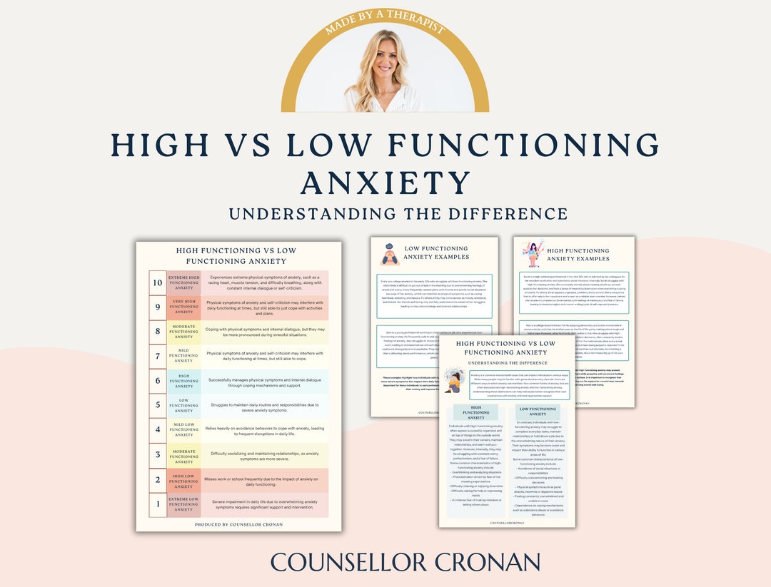 High Vs Low Functioning Anxiety Worksheets. Helping You Understand the ...