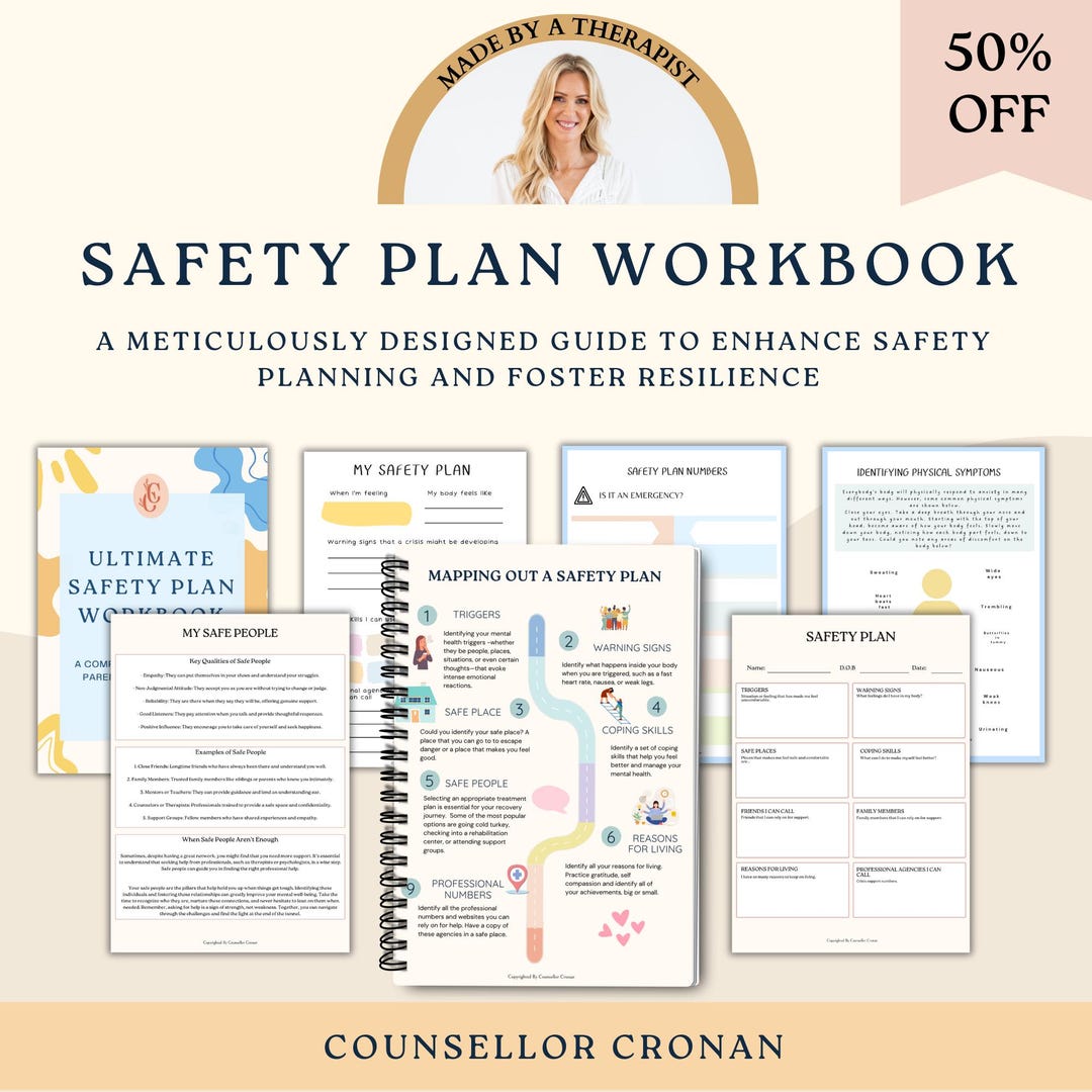 Safety Plan Worksheets, Crisis Plan Workbook, Counseling Tool, BPD ...