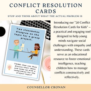 Conflict Resolution Flashcards for Kids, Social Skill Activity, Social ...