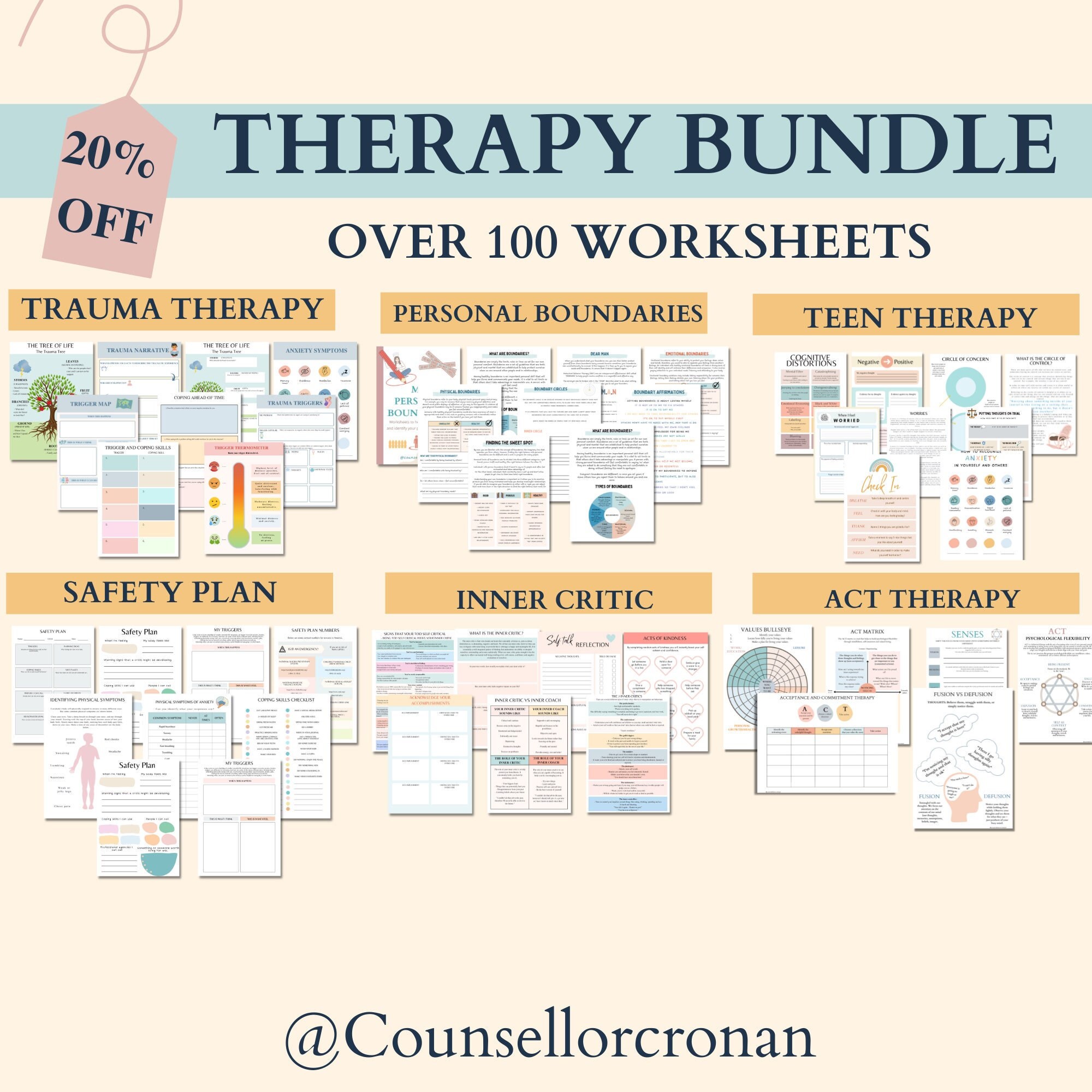 Therapy Worksheet Bundle Psychology Resources Inner Critic - Etsy Canada