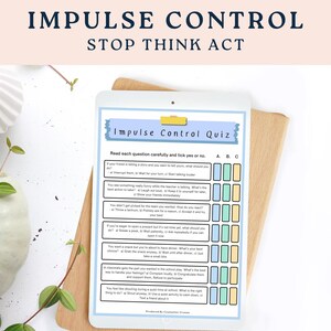 Impulse Control Worksheets for Kids and Teens. ADHD Executive ...