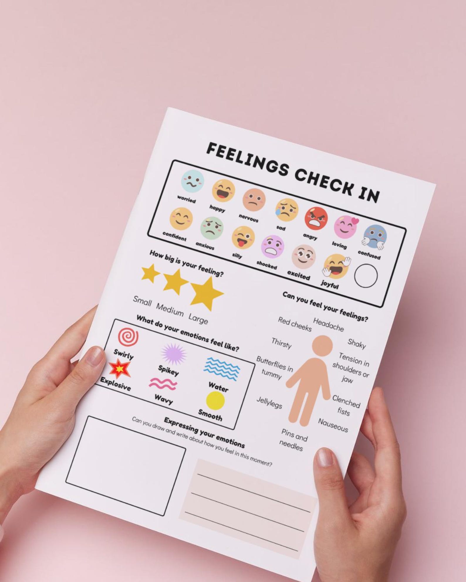 Kids Feelings Check in Worksheets. Feelings Poster, Emotional Self ...