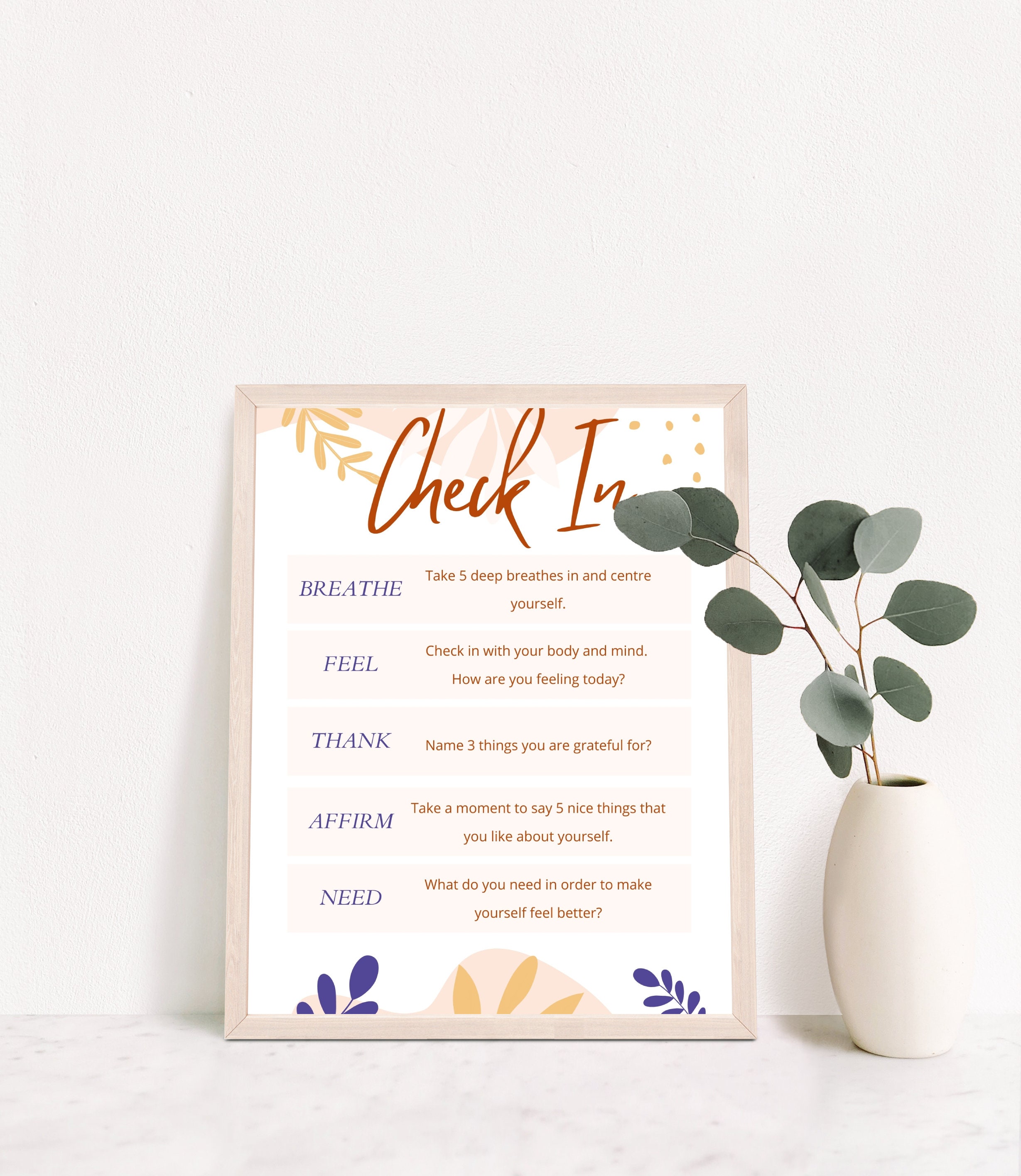 Self-care Check-in Poster Therapy Office Decor Therapy Office | Etsy ...