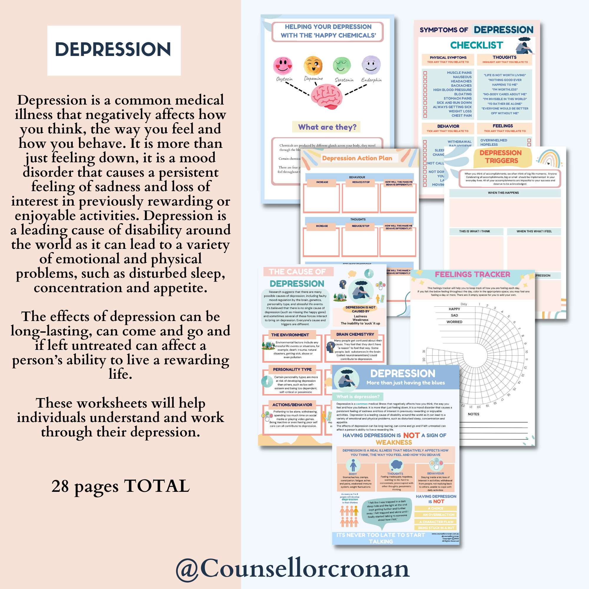 The Depression Spiral Worksheets Therapy Worksheets Growth - Etsy UK