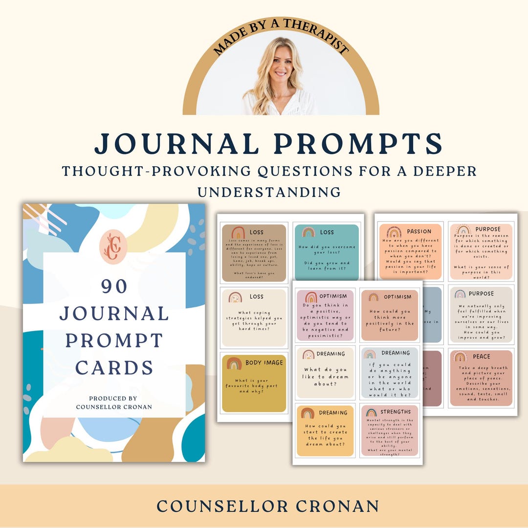 Journaling Prompt Cards, Affirmation Cards, Self Esteem Workbook ...