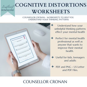 Unhelpful Thinking Styles, Cognitive Distortions, CBT Worksheets ...