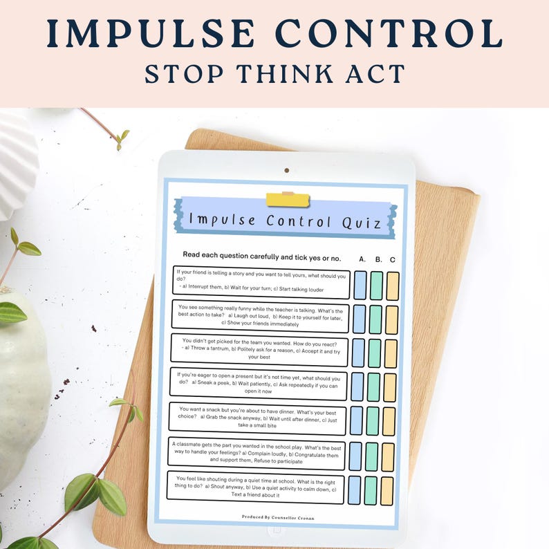 Impulse Control Worksheets for Kids and Teens: Emotional Regulation ...