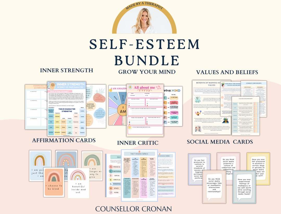 Self Esteem Positive Mindset Mega Bundle, Therapy Worksheets ...