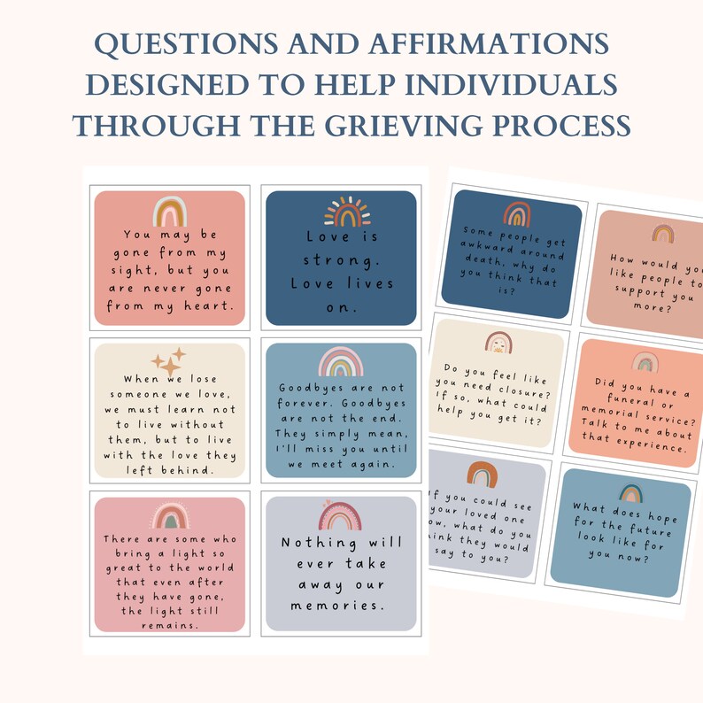 Grief Question and Affirmation Cards Therapy Office Decor - Etsy