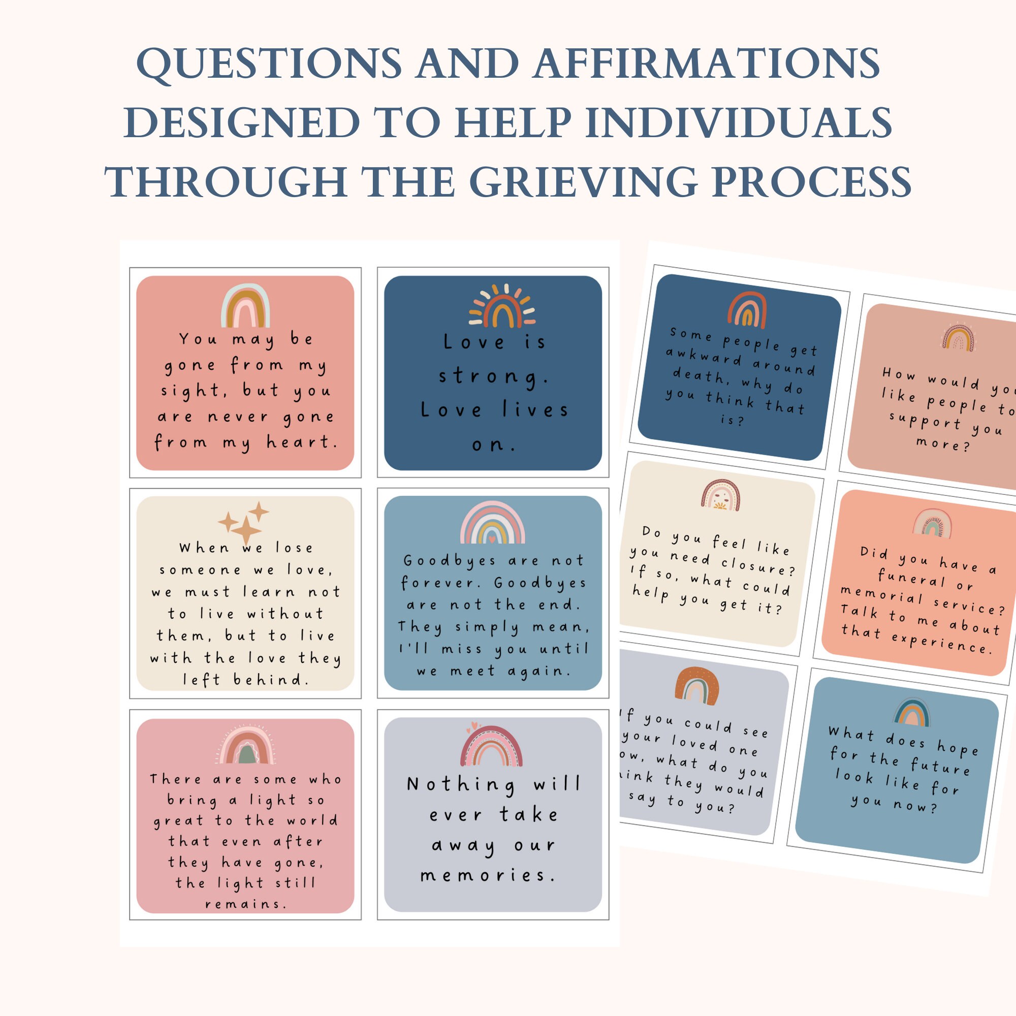 Grief Question and Affirmation Cards Therapy Office Decor | Etsy UK