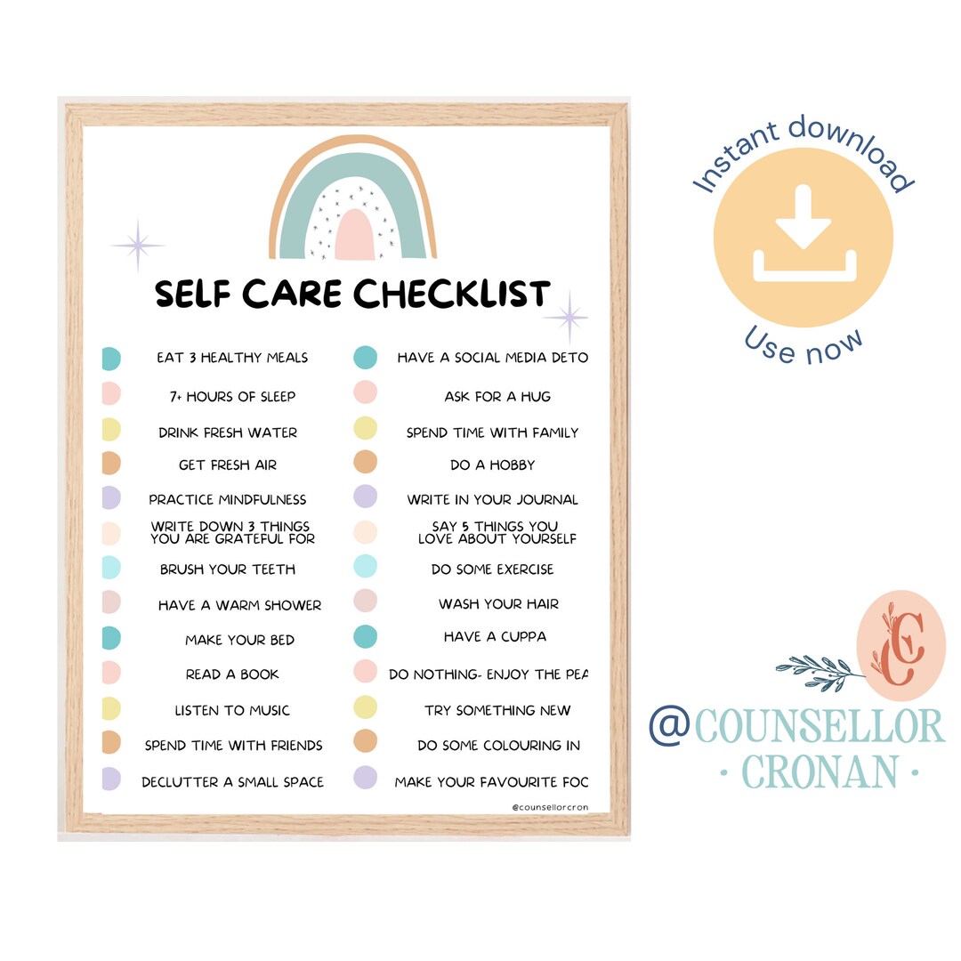 Daily Self Care Check in Poster, Self Love Poster, Check in Print, Self ...