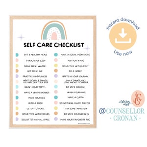 Daily Self Care Check in Poster, Self Love Poster, Check in Print, Self ...