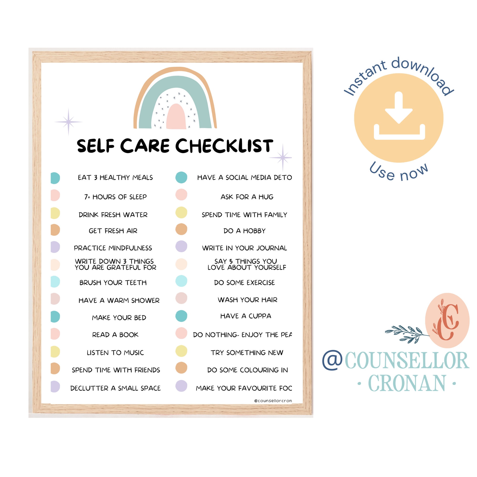 Daily Self Care Check in Poster Self Love Poster Check in - Etsy