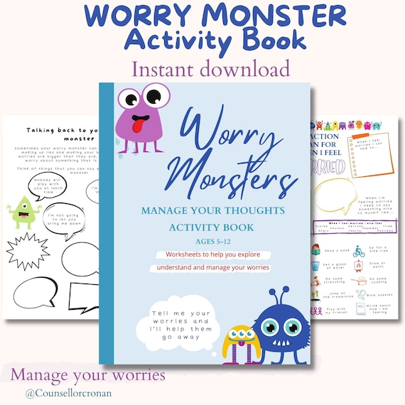 Worry Monster Activity Book Manage Worries Anxiety Relief | Etsy