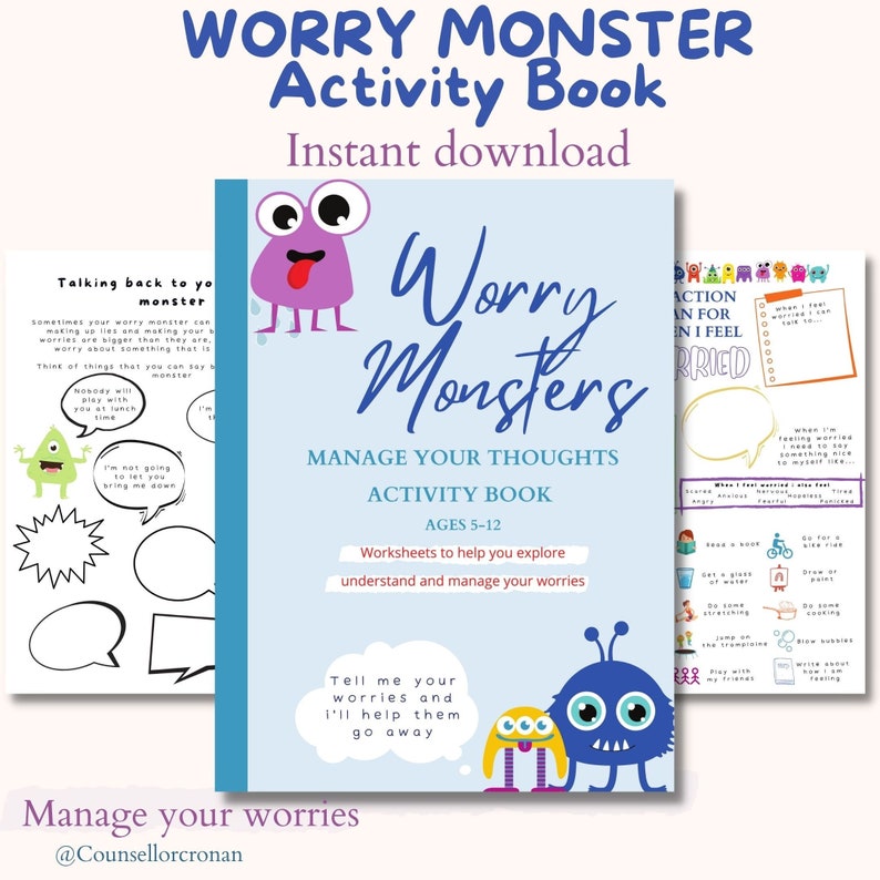 Worry Monster Activity Book Manage Worries Anxiety Relief - Etsy Australia