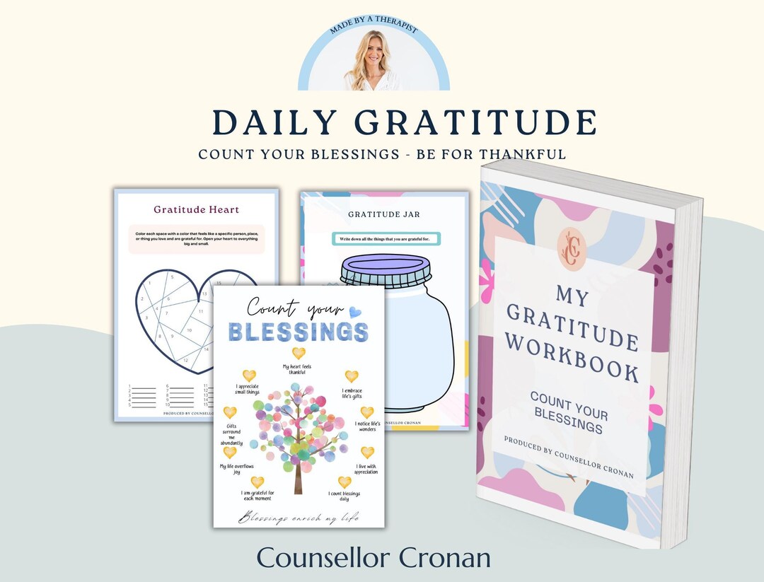 Gratitude Workbook Worksheets, Therapy Office Decor, Therapist ...