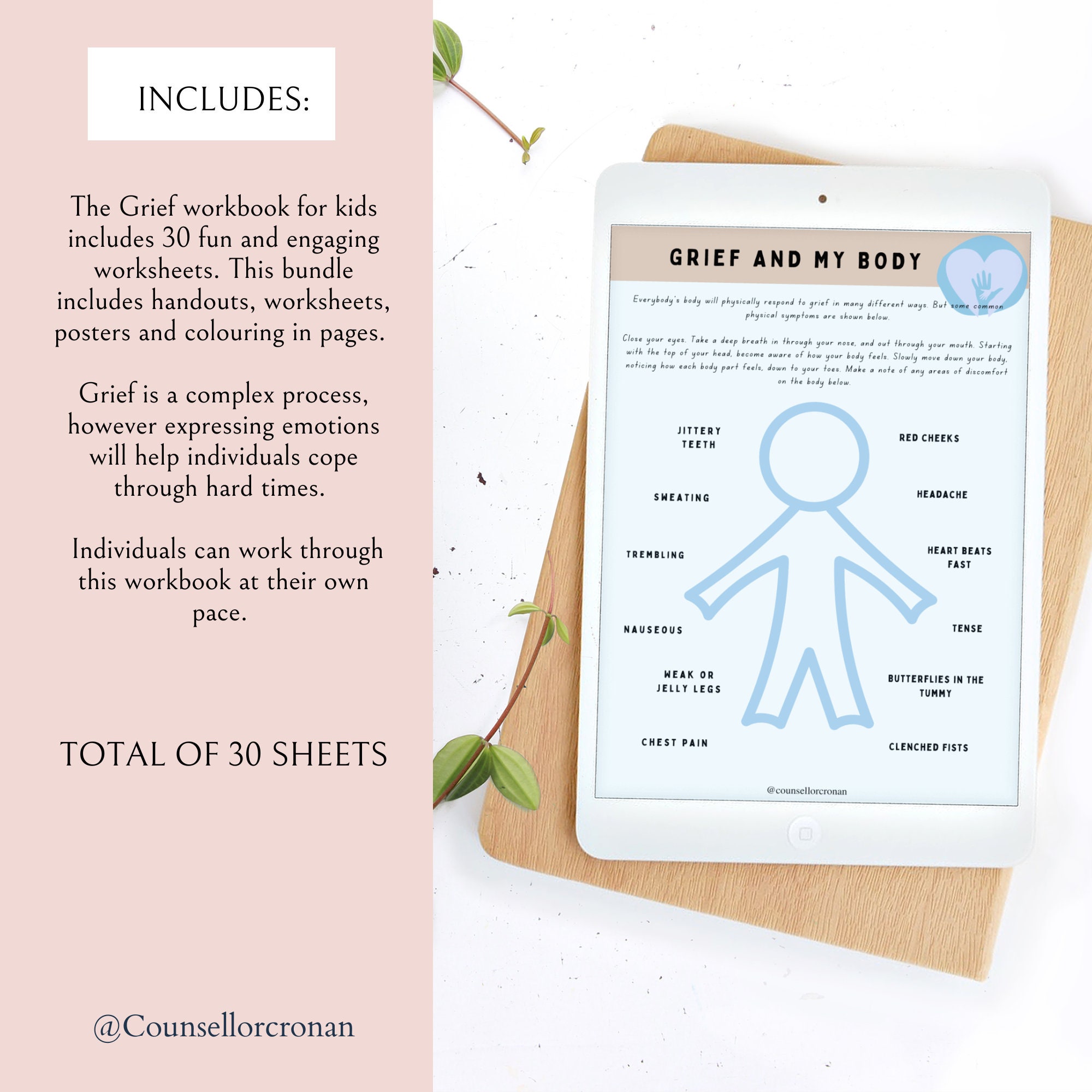 Kids Grief and Loss Worksheets Therapy Workbook Kids - Etsy