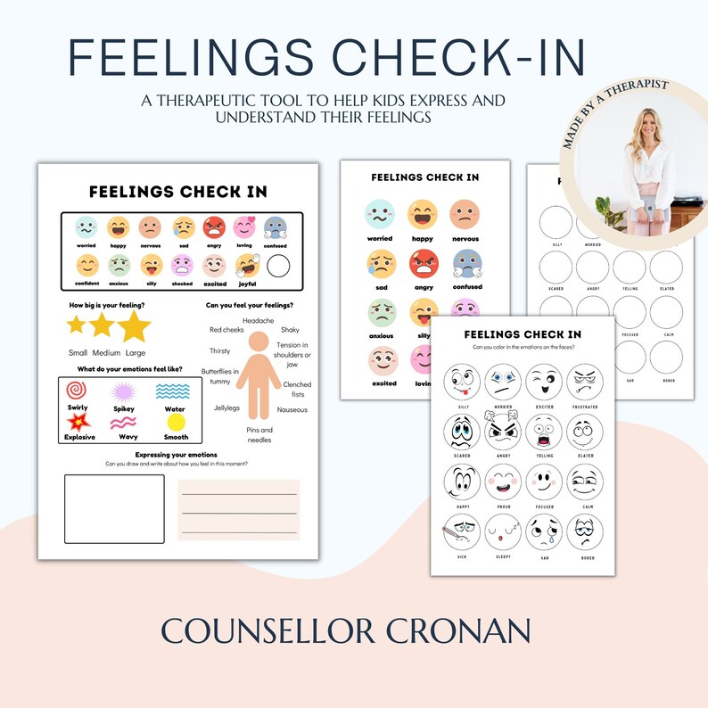 Kids Feelings Check in Worksheets. Feelings Poster, Emotional Self ...