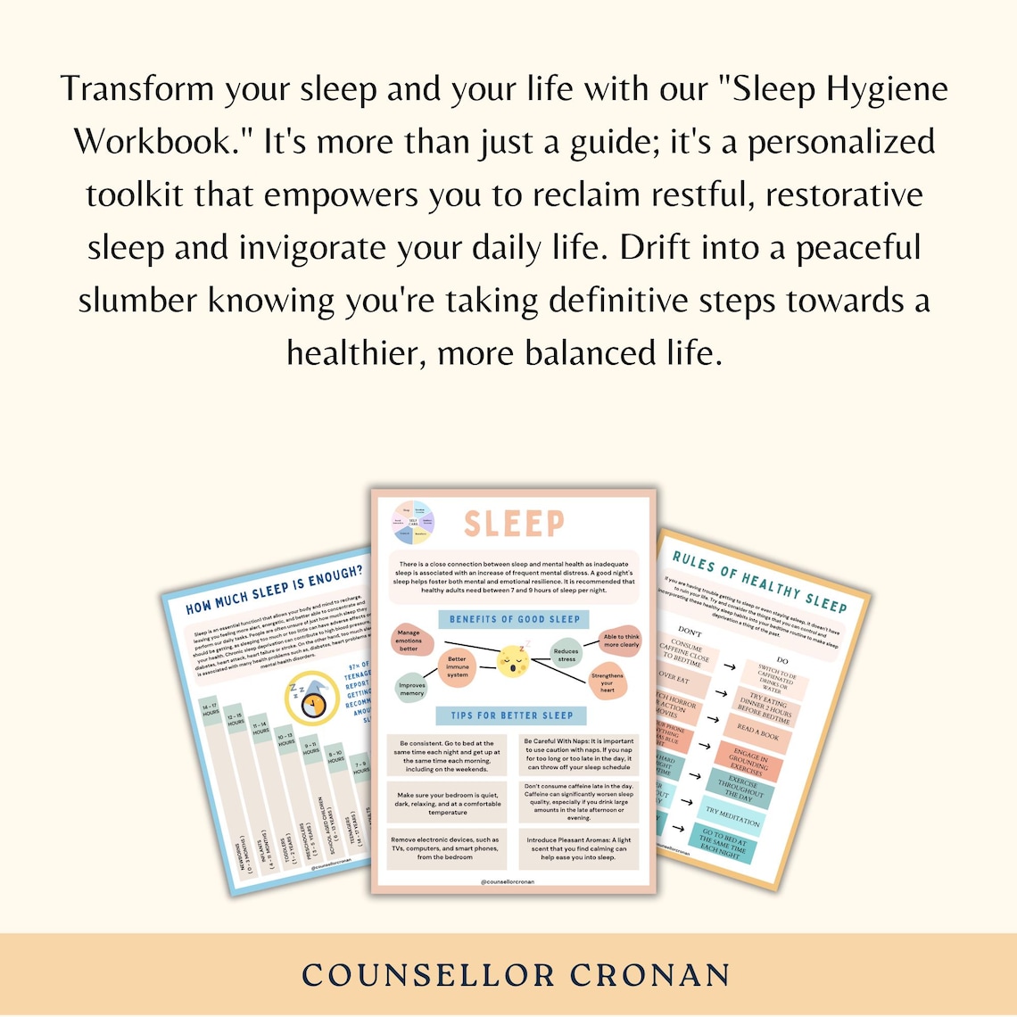 Sleep Hygiene Worksheets, Sleep Journal, Sleep Habits, Sleep Cycle ...