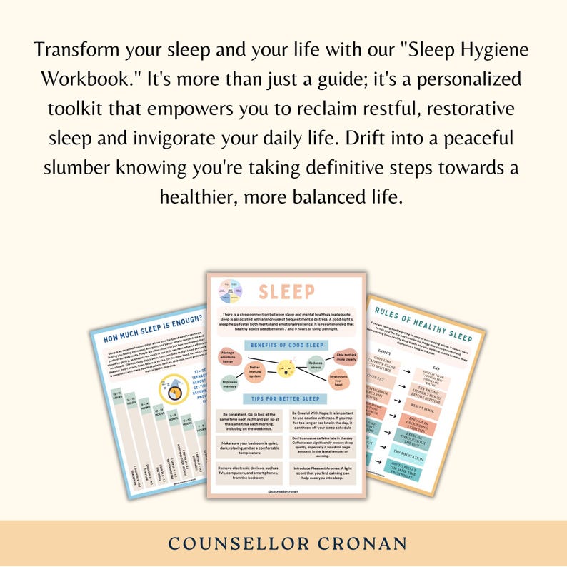 Sleep Hygiene Worksheets, Sleep Journal, Sleep Habits, Sleep Cycle ...
