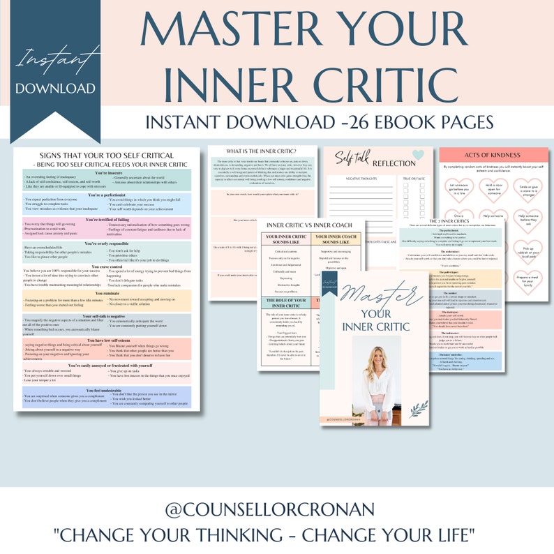 Therapy Worksheet Bundle Psychology Resources Inner Critic - Etsy Australia
