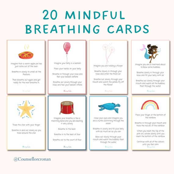 Mindfulness Breathing Cards Mindful Cards Calming Corner | Etsy