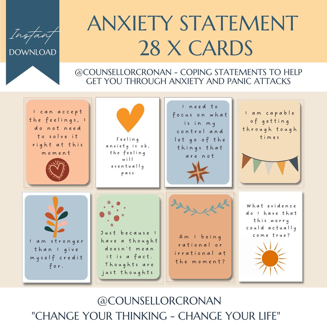 Anxiety Cards Coping Skills Therapy Tools Mindfulness - Etsy