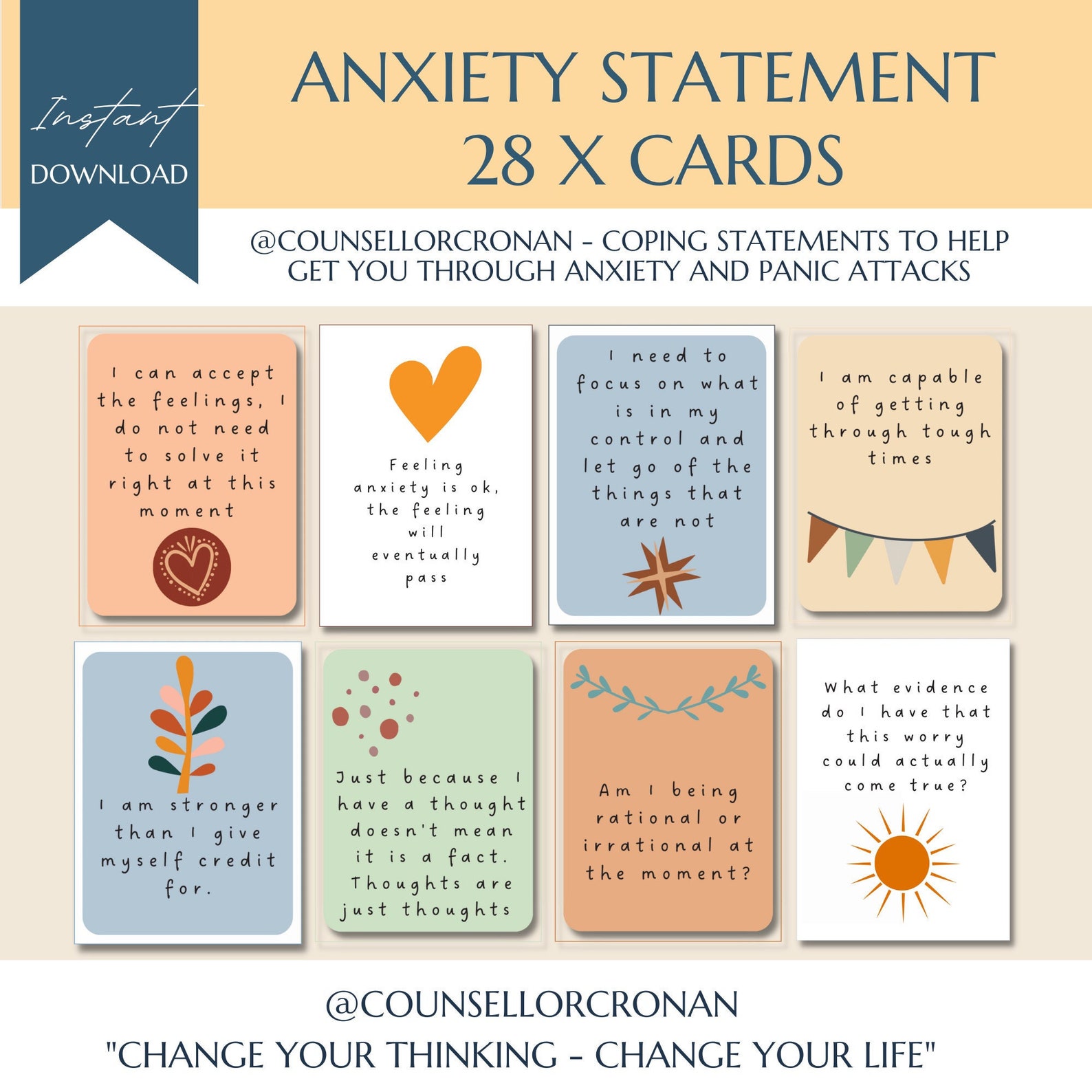 Anxiety Cards Coping Skills Therapy Tools Mindfulness - Etsy
