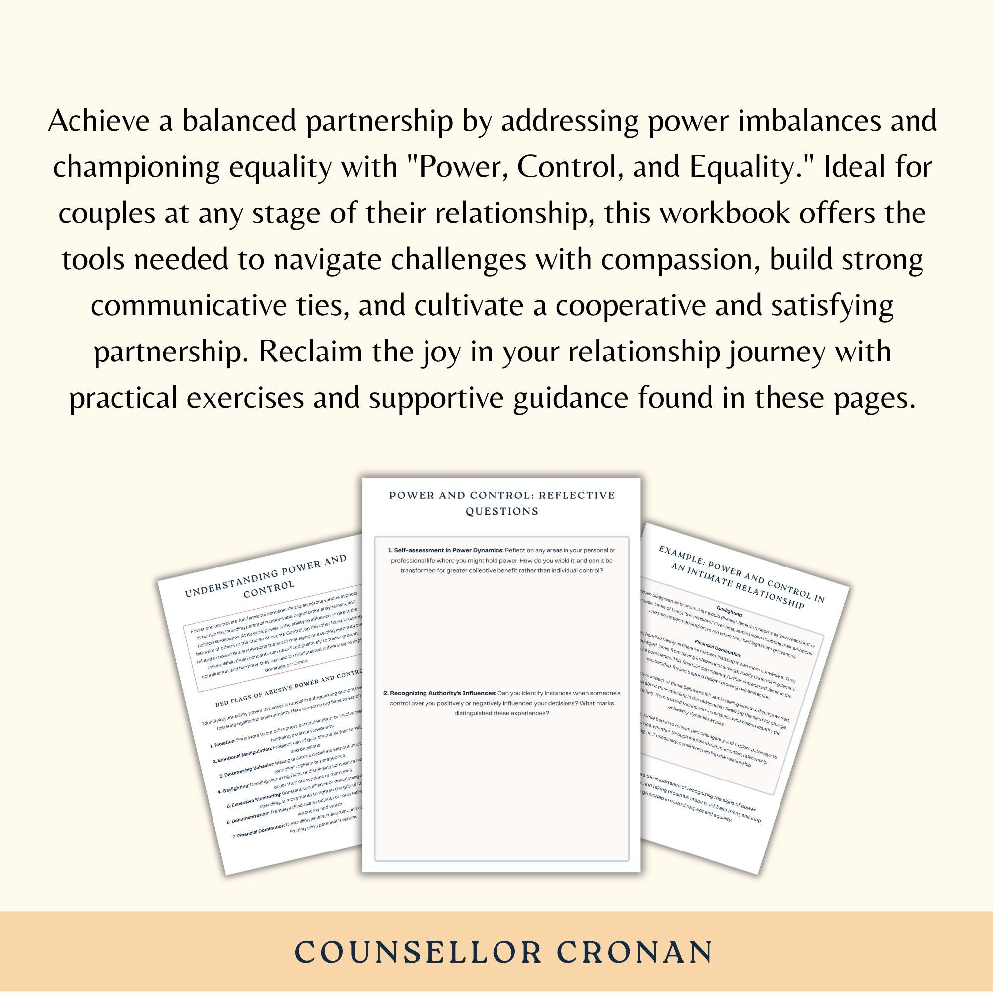 Relationships Therapy Workbook, Power Control and Equality. Couples ...