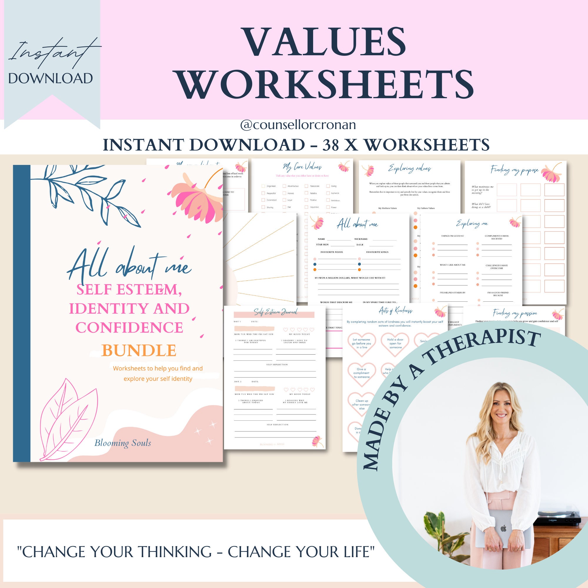 Acceptance Therapy Worksheet and Cards Bundle Acceptance - Etsy Australia