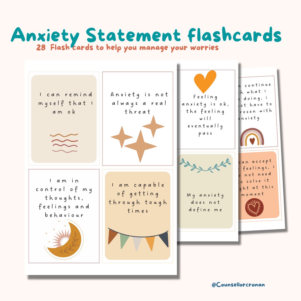 Anxiety Statement Flashcards Affirmation Cards Grounding - Etsy Canada