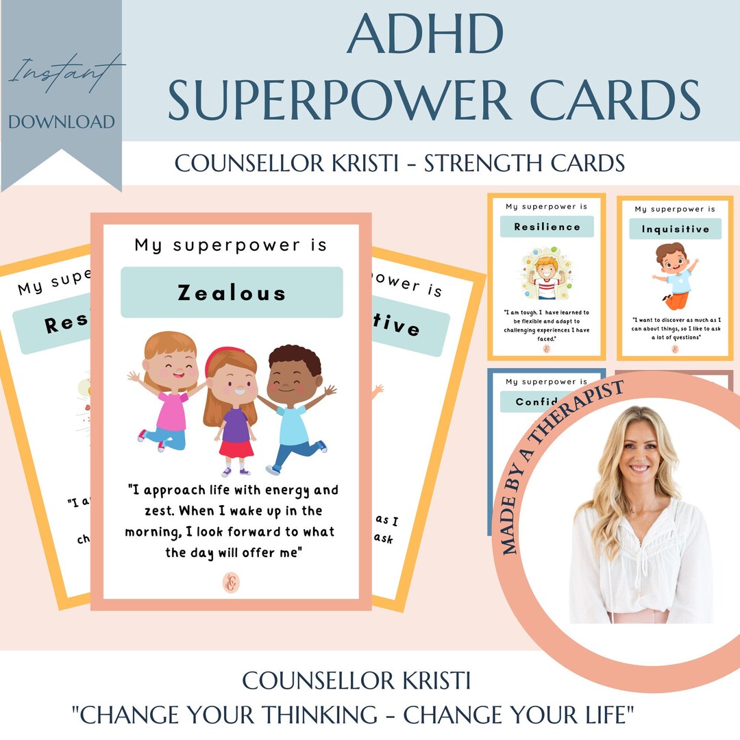ADHD Superpower Strength Cards Executive Functioning ADHD - Etsy