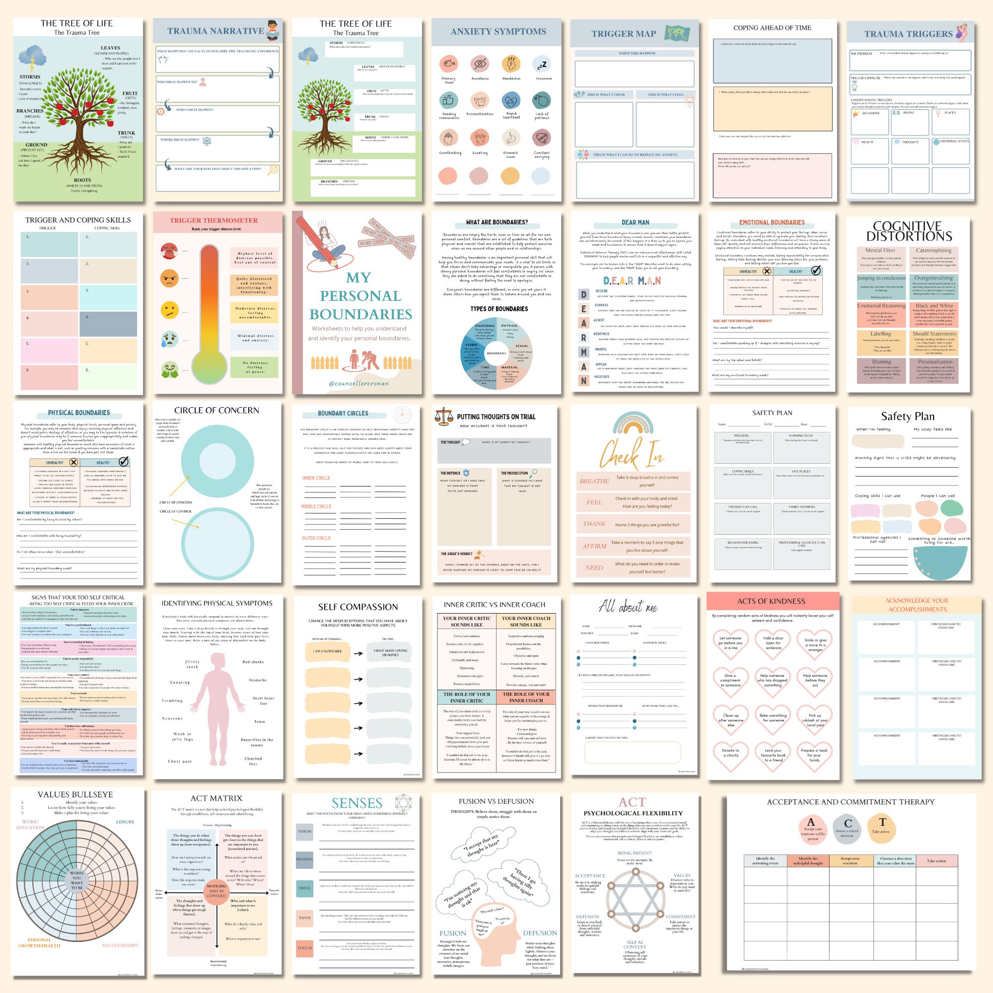 Therapy Worksheet Bundle Psychology Resources Inner Critic - Etsy Canada
