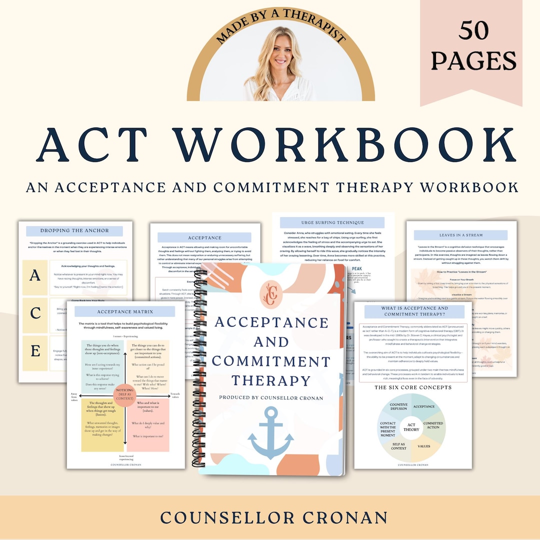 Acceptance and Commitment 50-page Workbook.therapy Worksheets. Therapy Planner. ACT. Drop the ...