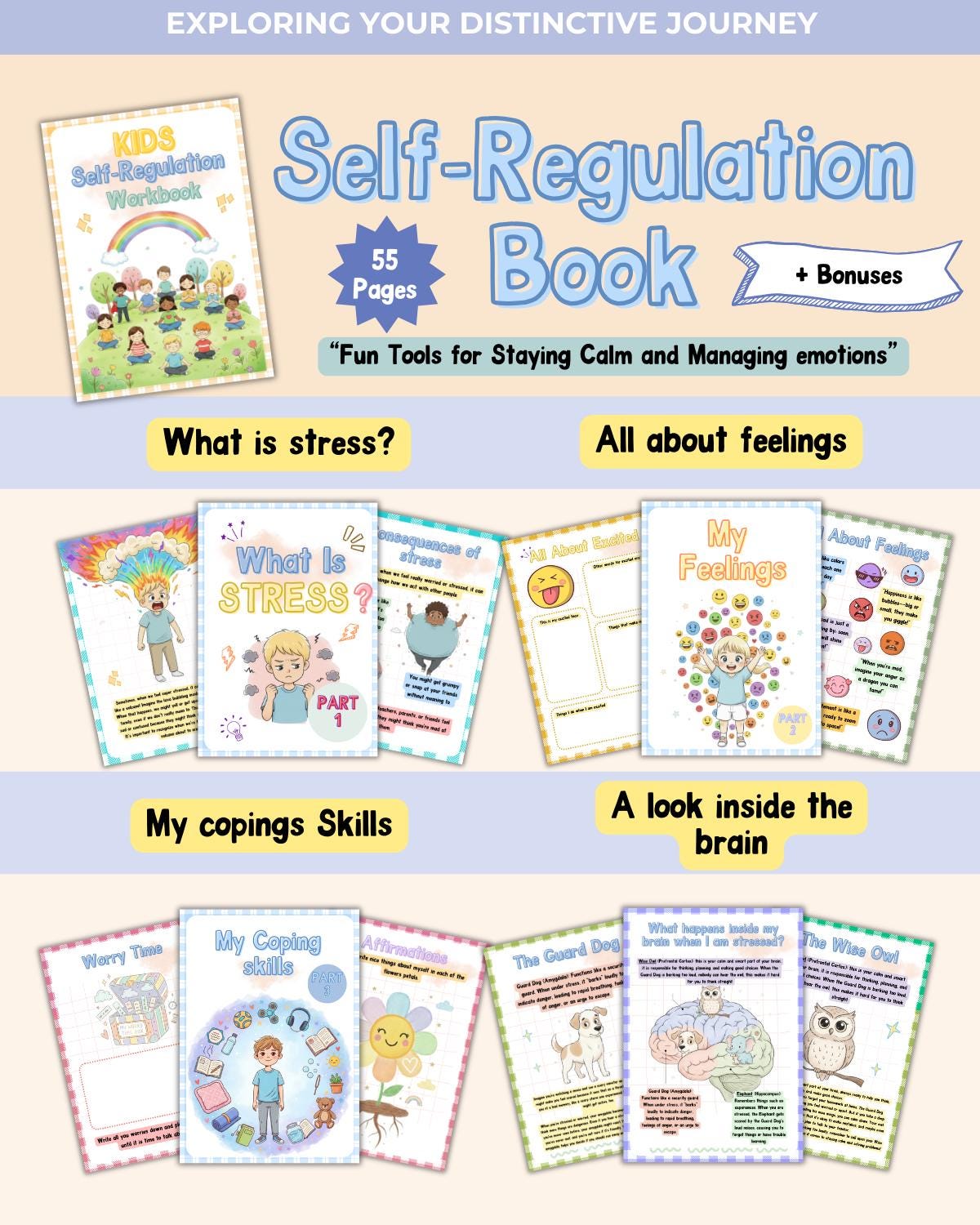 Kids Self-regulation Coping Skills Workbook. Children Feelings ...
