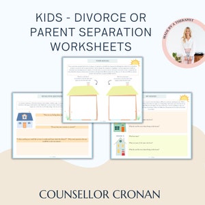 Parent Separation or Divorce Worksheets for Kids, My Houses, Therapy ...