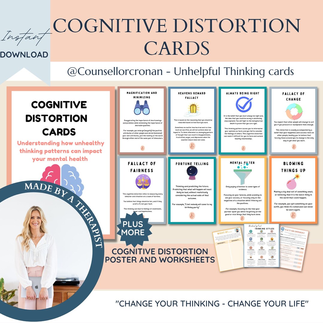 Unhelpful Thinking Cards Cognitive Bias Mindfulness Cards - Etsy